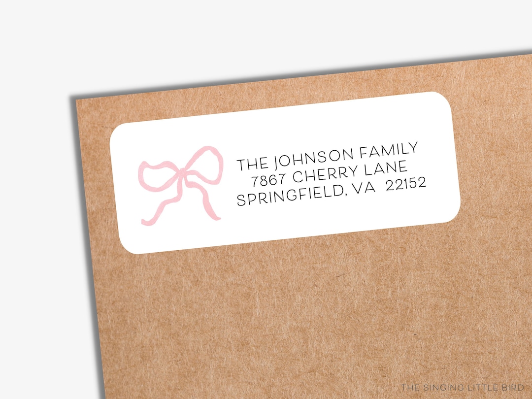 Pink Bow Return Address Labels | Printed Mailing Stickers - Etsy
