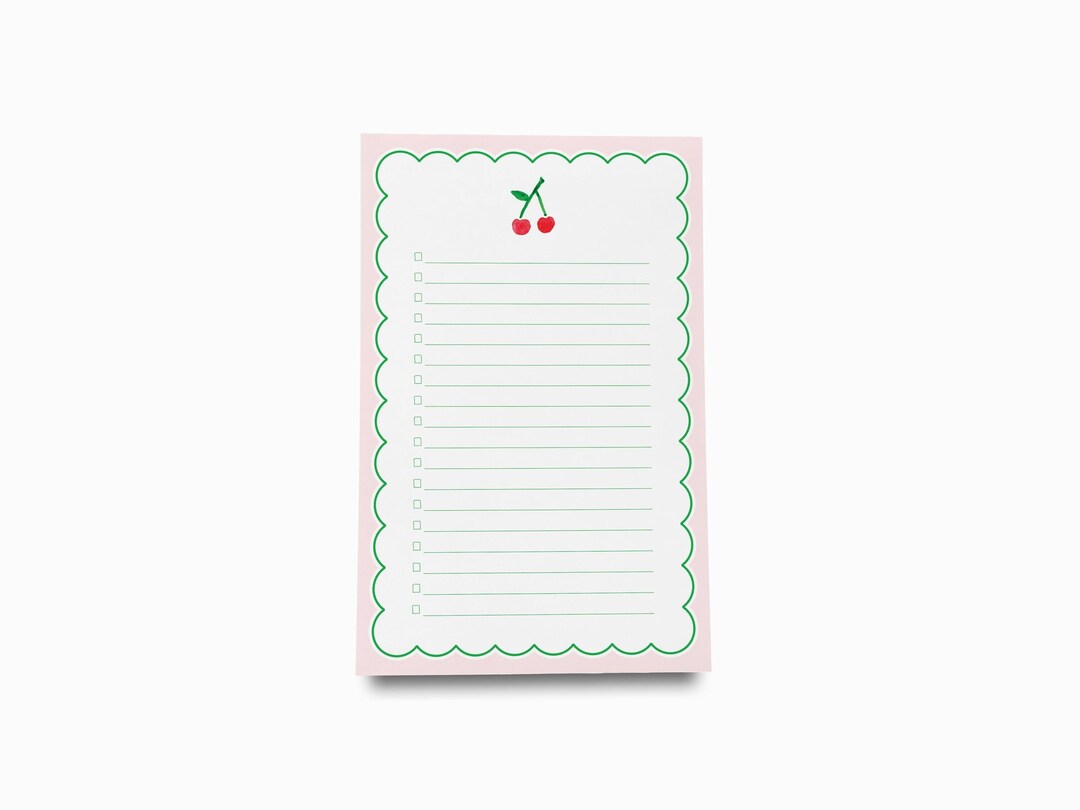 Cherry Notepad Cherry Lover Notepad Set Summer to Do List Feminine ...