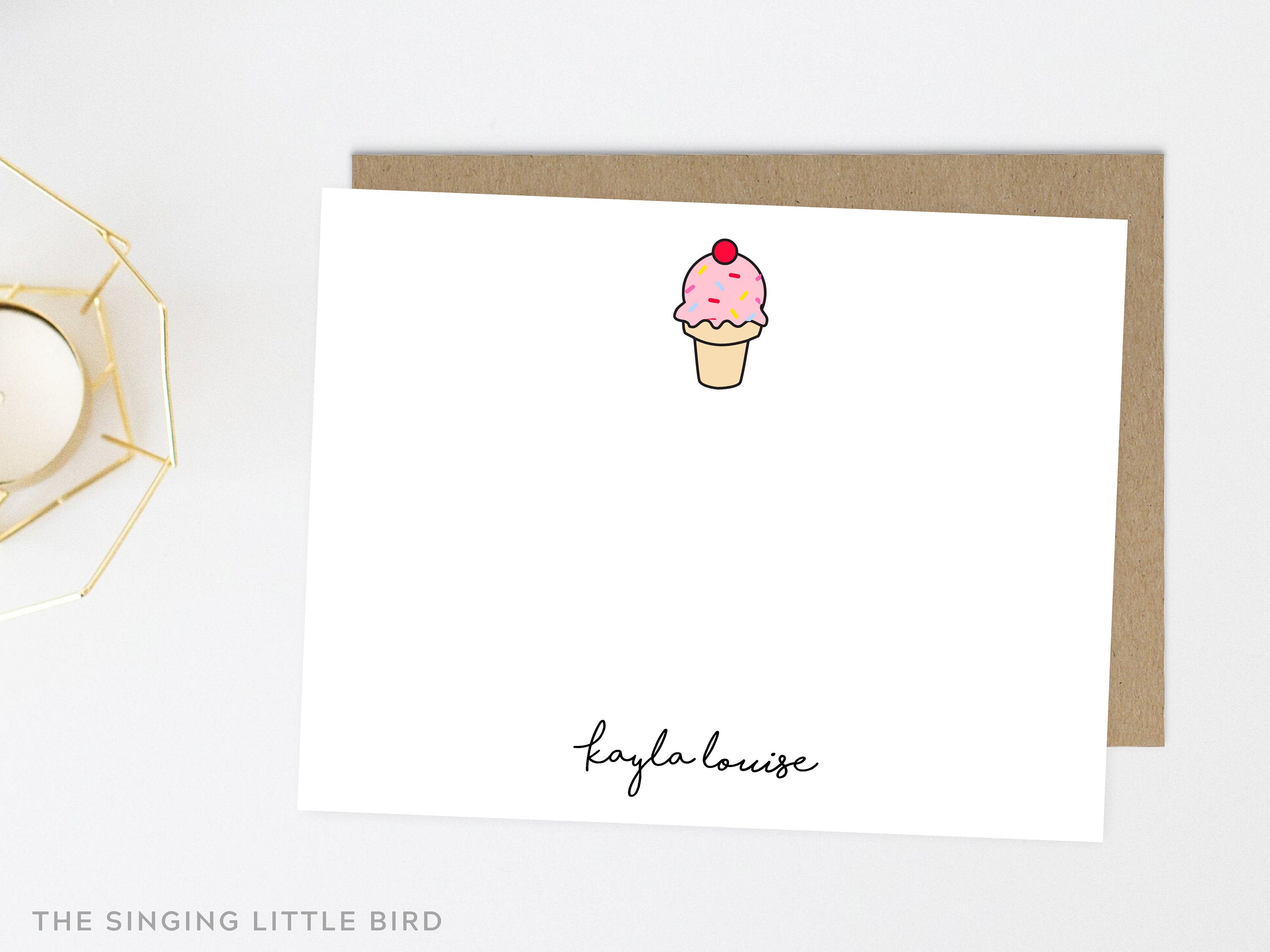 Ice Cream Personalized Stationery / Ice Cream Flat Note Cards | Etsy