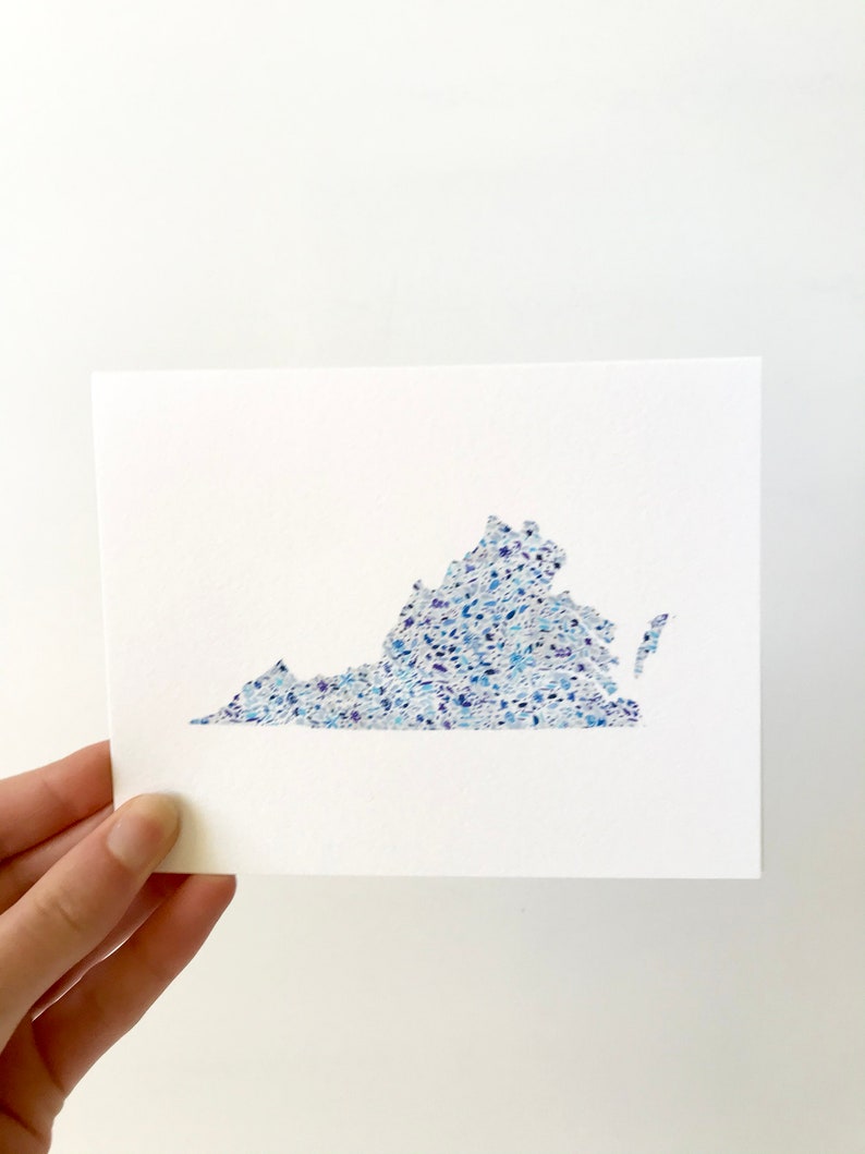 Virginia Watercolor Greeting Card A Note From Virginia VA - Etsy