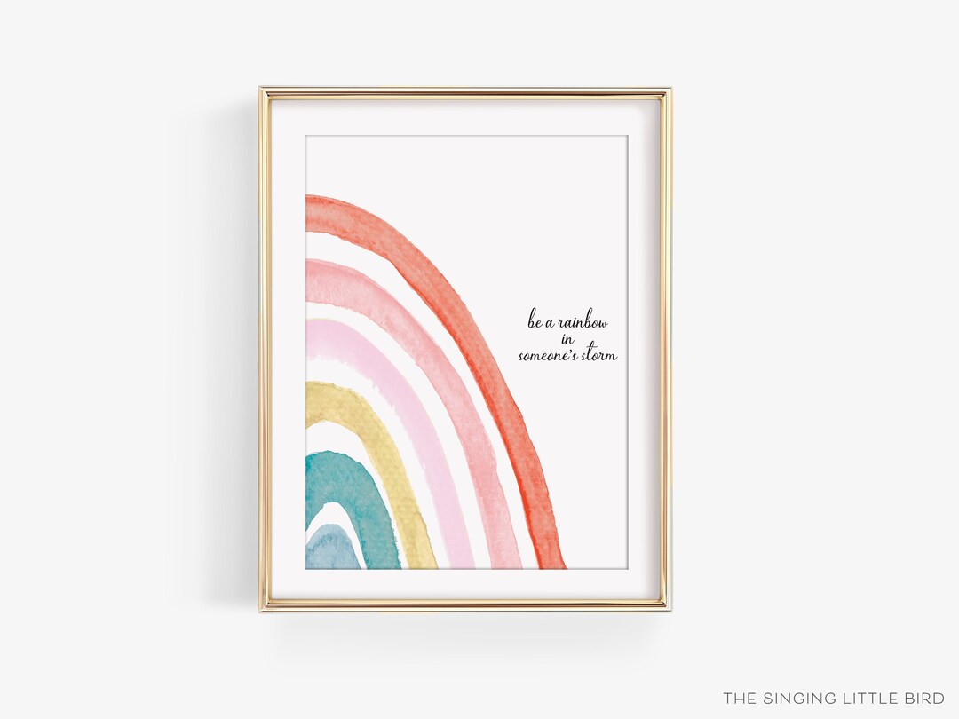 Boho Rainbow Watercolor Print | Rainbow Quote Wall Art | Be A Rainbow ...