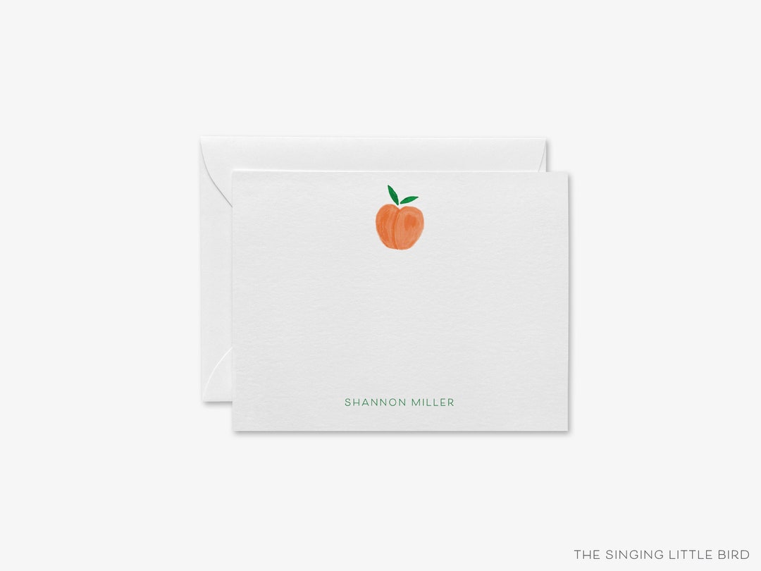 Peach Personalized Stationery | Watercolor Notecards - Etsy