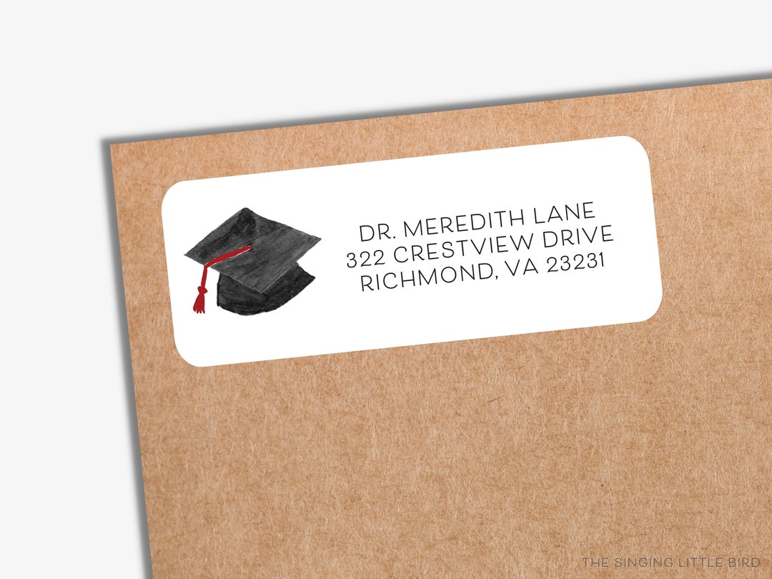 Graduation Return Address Labels PRINTED | White Matte Address Envelope ...