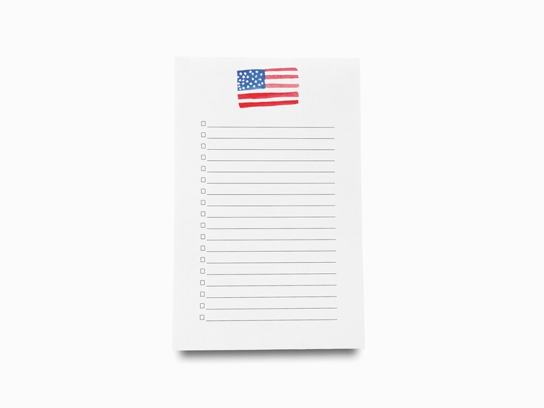 American Flag Notepad Patriotic Gift USA Pad Watercolor - Etsy