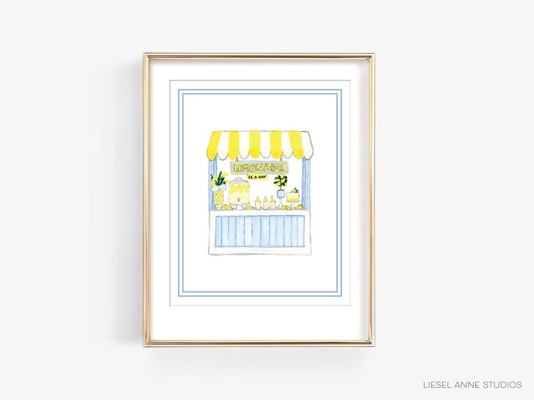 Lemonade Stand Art Print | Lemon Lover | Kids Playroom Decor | Summer ...