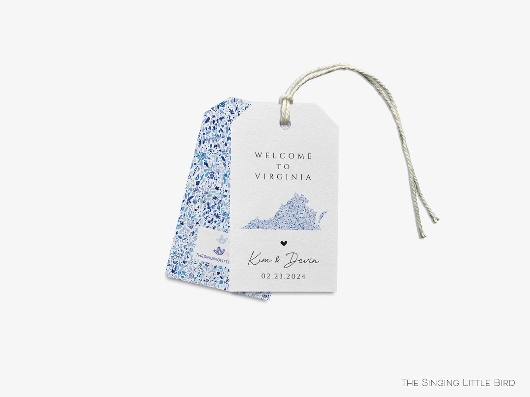 Virginia Wedding Favor Tags | Virginia Tag | Wedding Tag | Watercolor ...