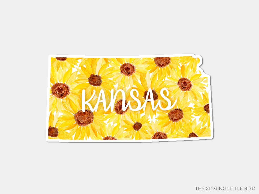 Kansas Vinyl Sticker | Watercolor Kansas Sunflower Decal Sticker | Die ...