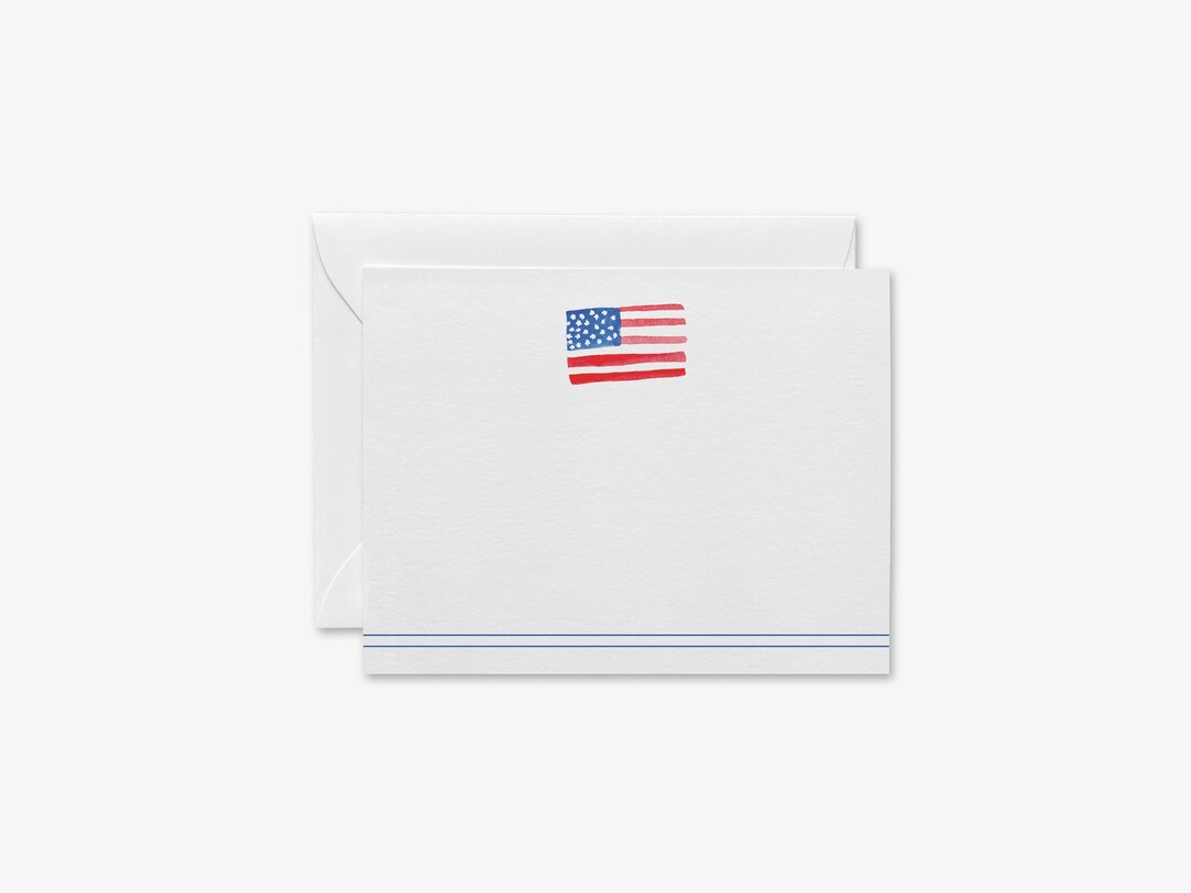 American Flag Watercolor Notecards | USA Stationery Set of 8 - Etsy