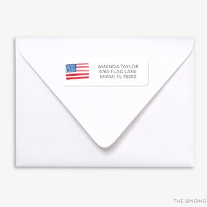 American Flag Return Address Labels PRINTED | White Matte Address ...