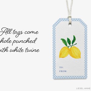 Lemon Gingham Gift Tag | Lemon Lover Tag | Citrus Tag | Watercolor ...