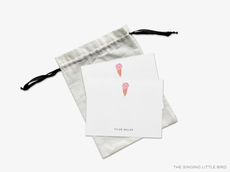 Ice Cream Personalized Stationery Ice Cream Flat Note Cards - Etsy