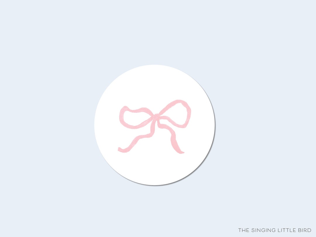 Pink Bow Stickers | Girly Round Sticker | Pink Lover Envelope Seal ...