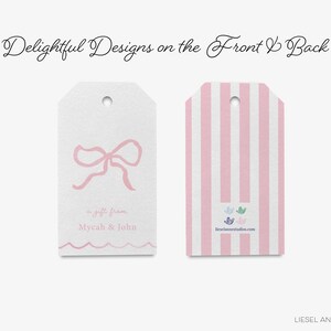 Pink Bow Gift Tags | Girly Tag | Feminine Tag | Watercolor Hand Painted ...