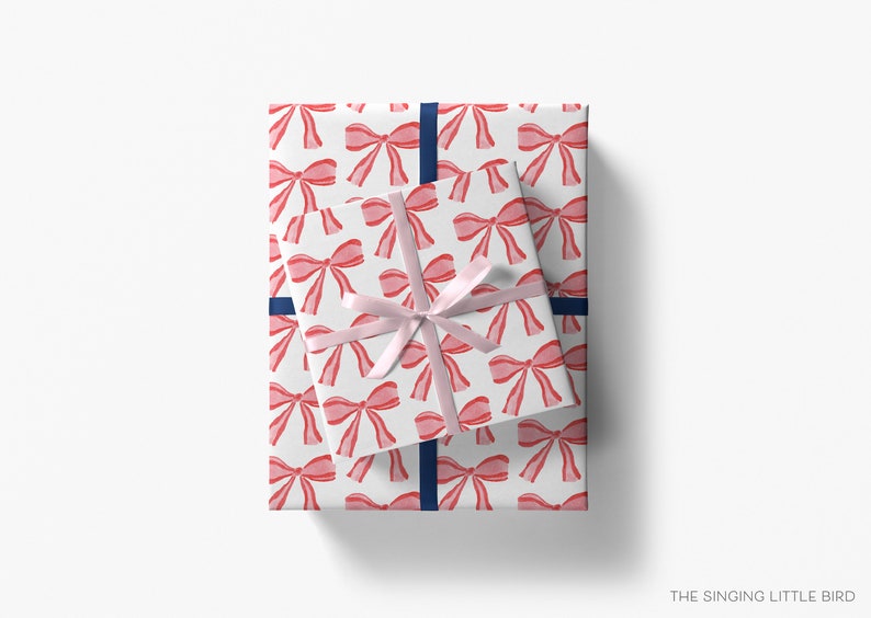 Red Bows Gift Wrap | Christmas Wrapping Paper | Vintage Holiday ...