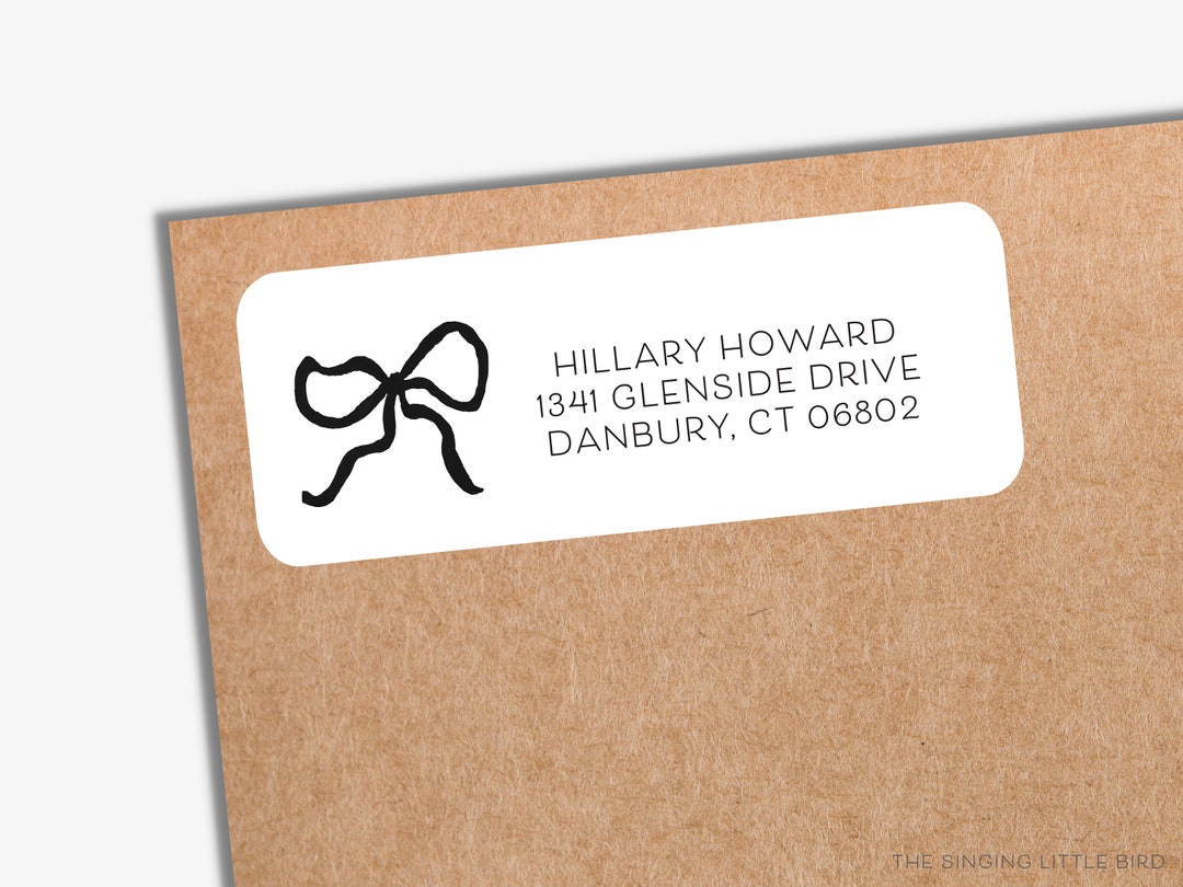 Black Bow Return Address Labels | Personalized Mailing Stickers - Etsy