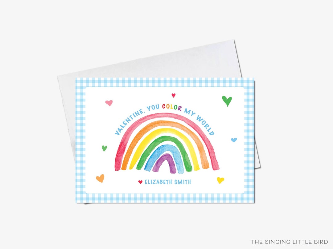 Personalized Kids Valentine Cards for School Rainbow Valentine's Cards ...