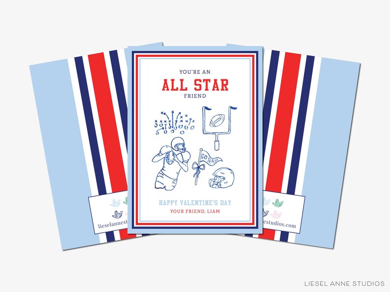Mini Valentine Cards | Football Kids Valentine's Day Cards for School ...