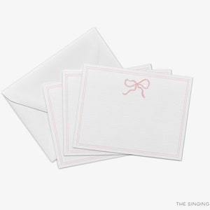 Light Pink Bow Flat Notecards set of 8 Pink Bow Stationery Girly ...