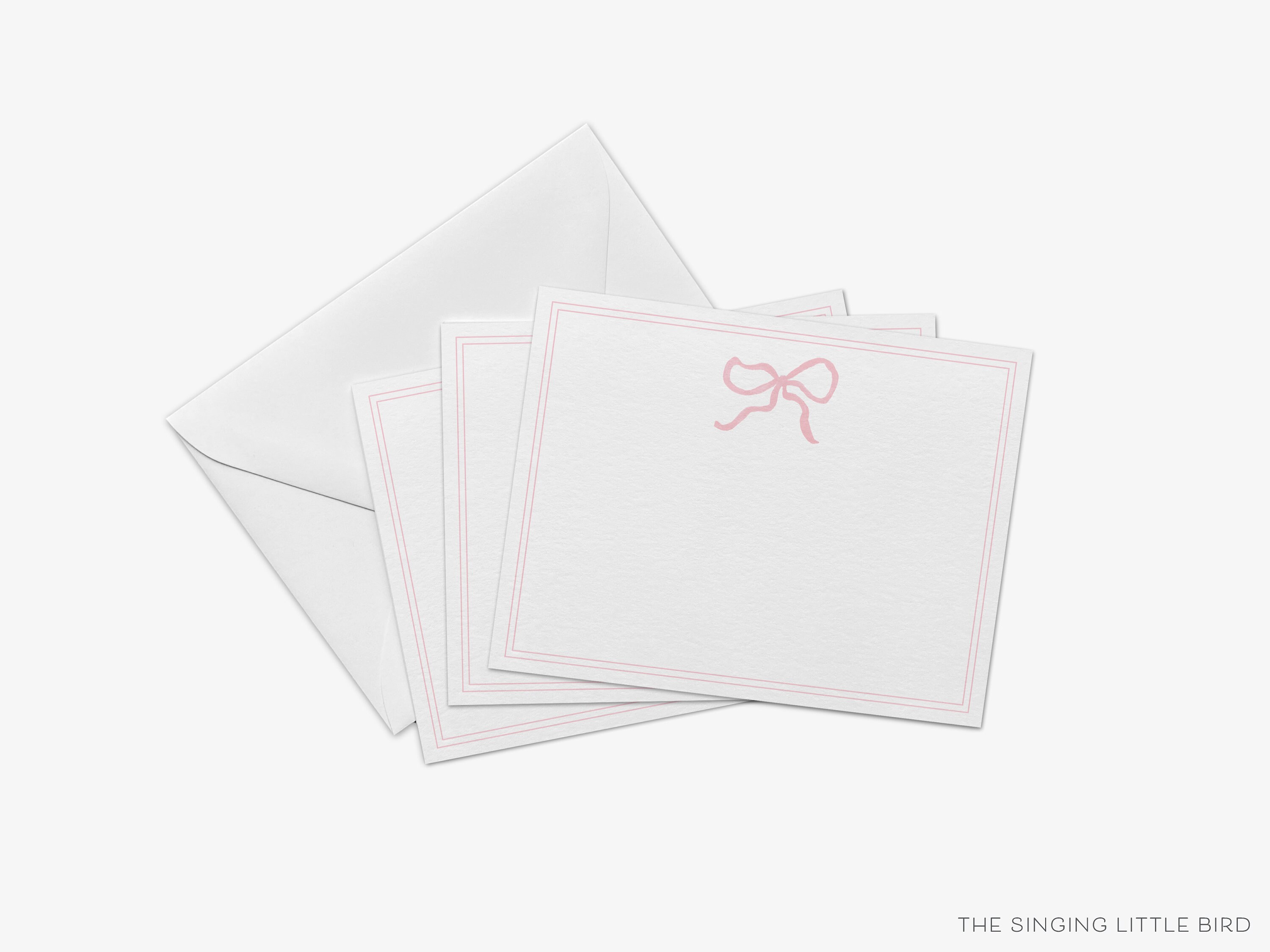 Light Pink Bow Flat Notecards set of 8 Pink Bow Stationery - Etsy