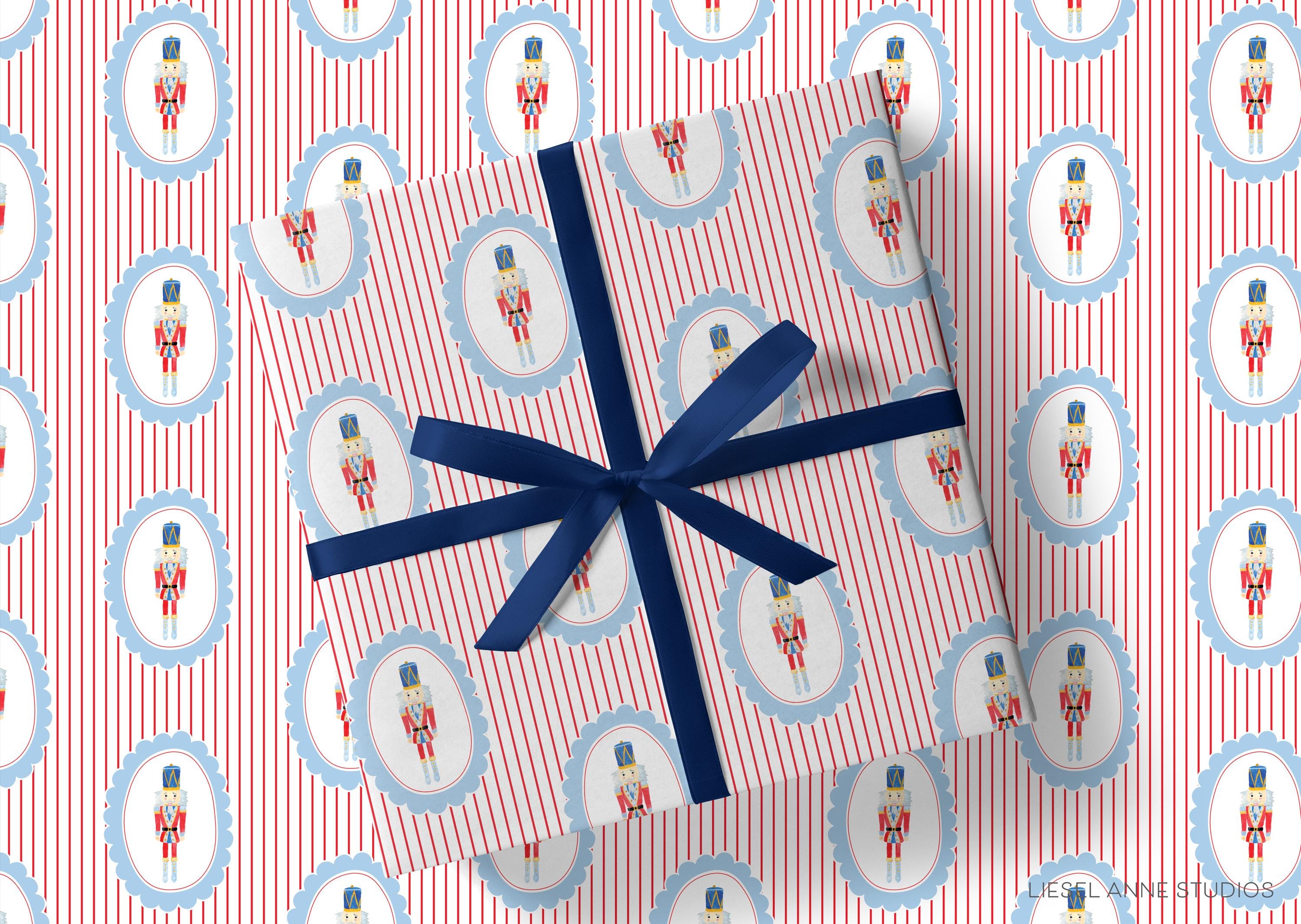 Nutcracker Red Stripe Christmas Gift Wrap | Christmas Nutcracker ...