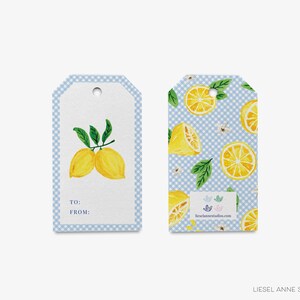 Lemon Gingham Gift Tag | Lemon Lover Tag | Citrus Tag | Watercolor ...