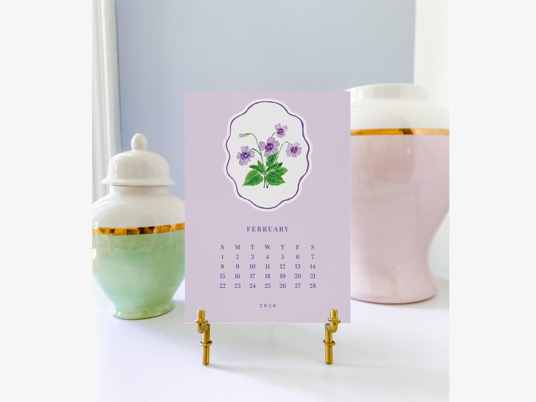 Botanical Birth Month Flower 2026 Desk Calendar | Watercolor Gift ...