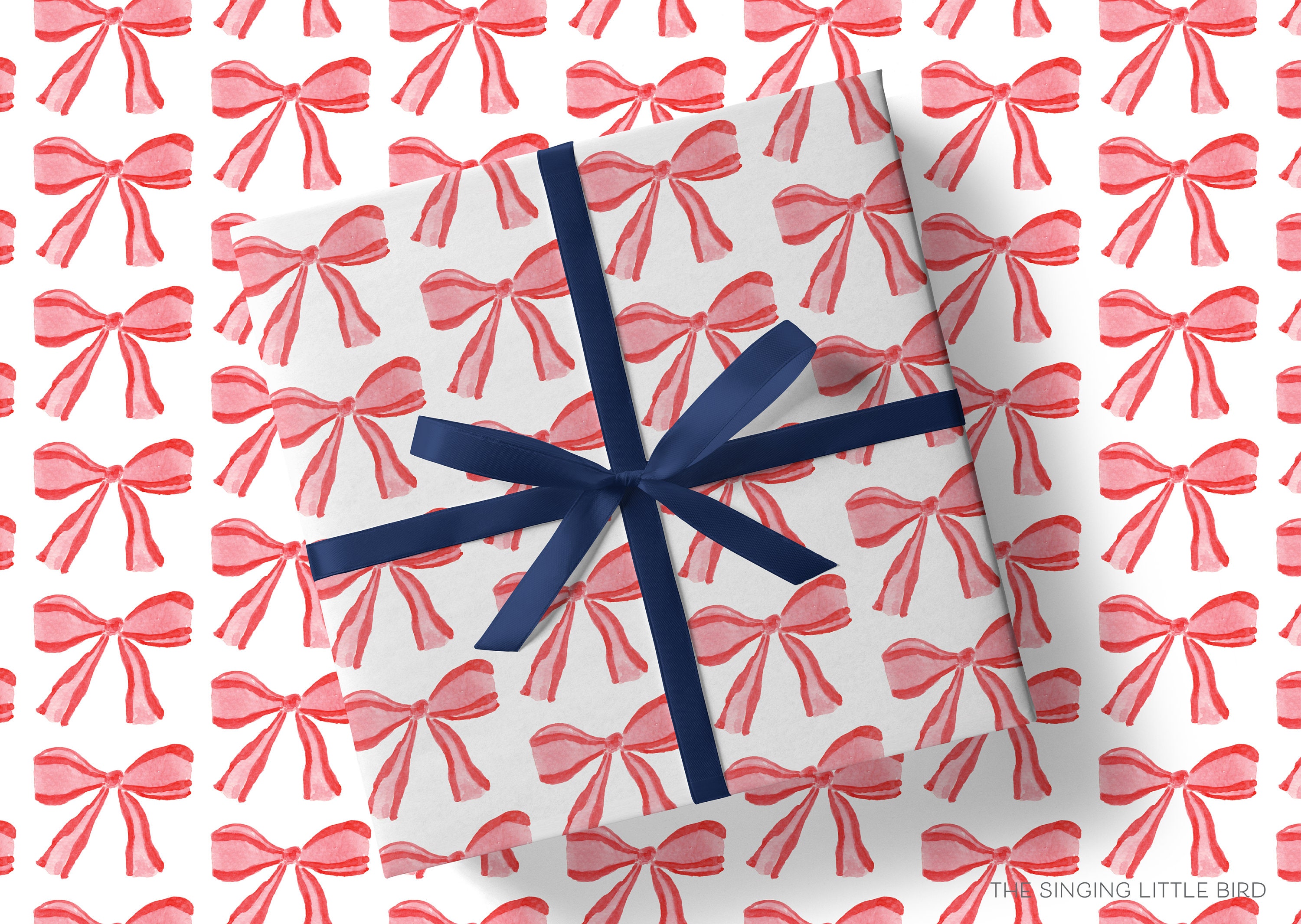 Red Bows Gift Wrap | Christmas Wrapping Paper | Vintage Holiday ...
