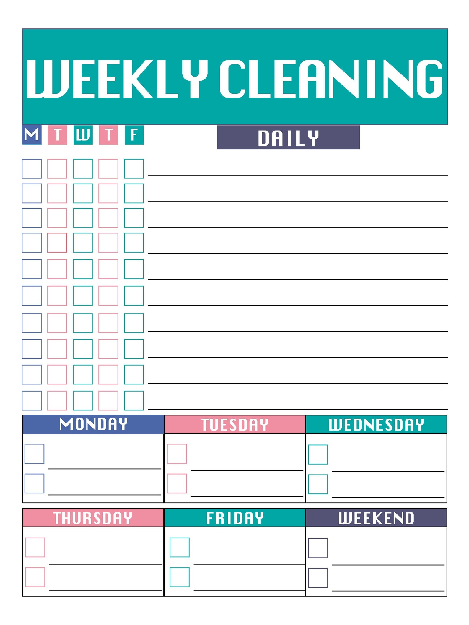 Printable Chore Chart - Cleaning Checklist - Printable & Customizable ...