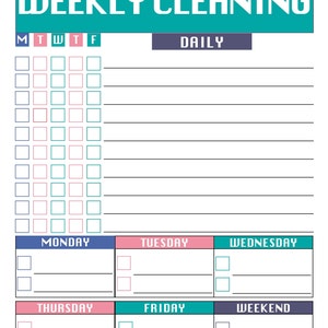Printable Chore Chart Cleaning Checklist Printable & Customizable ...