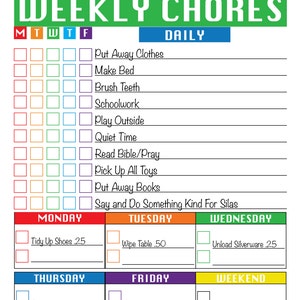 Printable Chore Chart Cleaning Checklist Printable & Customizable ...