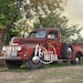 Rustic Outdoor Truck Family Portrait Backdrop, Fall Vintage Red Truck ...