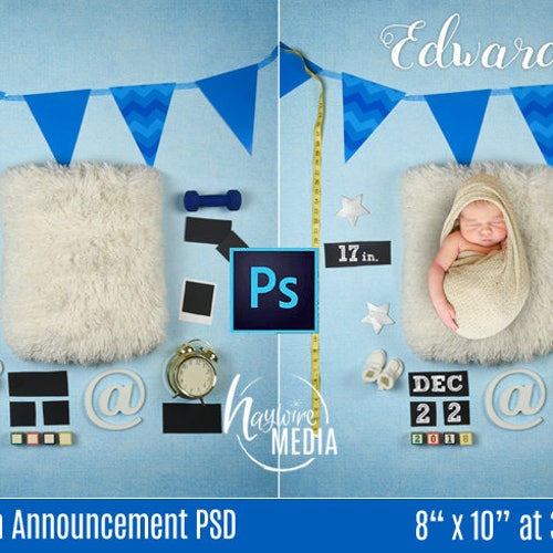 Newborn Digital Backdrop Birth Announcement Backdrop Baby - Etsy