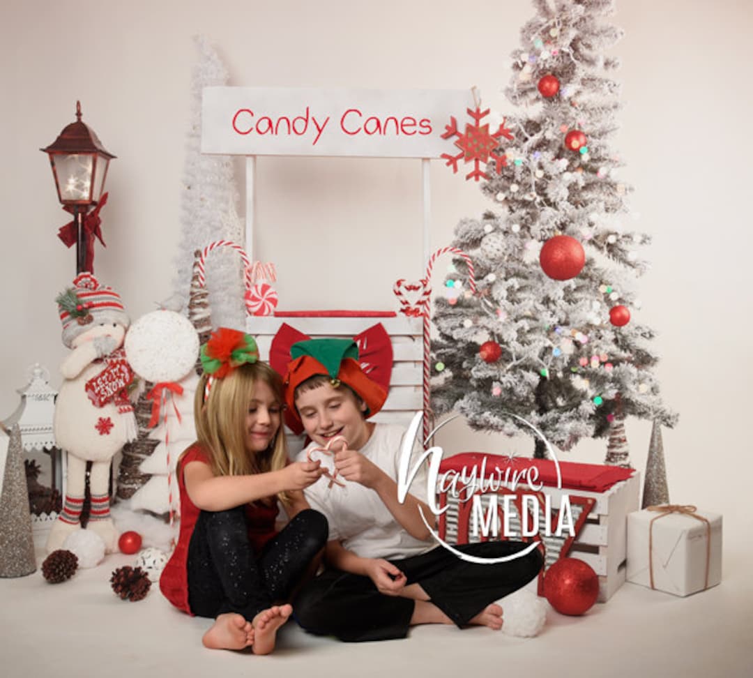 Baby, Toddler, Child, Winter Candy Cane Christmas Stand Booth on White ...