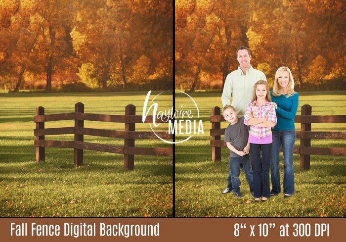 Outdoor Fall Nature Tree and Fence Digital Backdrop - Photography ...