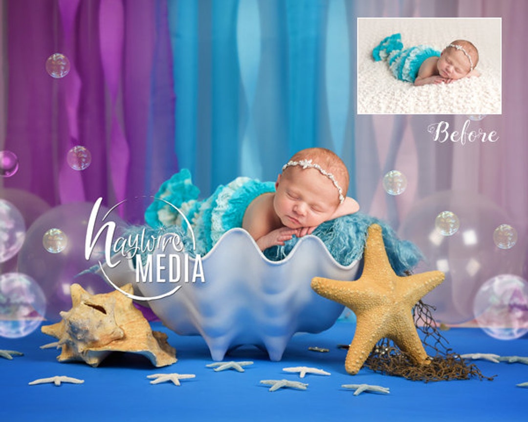 Mermaid Newborn Baby Toddler Child Ocean Studio Portrait Digital ...