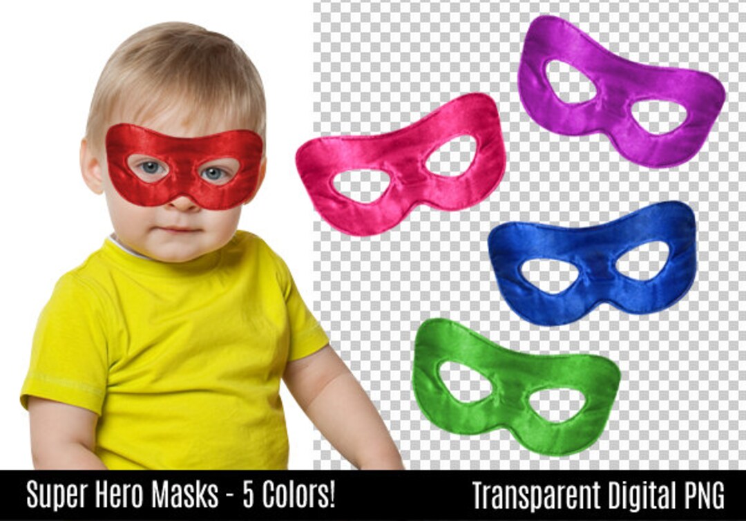 Superhero Masks Photo Overlay: 5 Color Pngs (digital Download) - Etsy