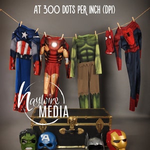 Boys Superhero Costume Dressup Clothesline Studio Scene Backdrop ...