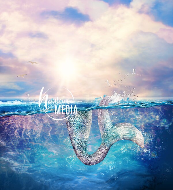 Girl's Mermaid in Ocean Photo Scene in Water With Sparkle | Etsy