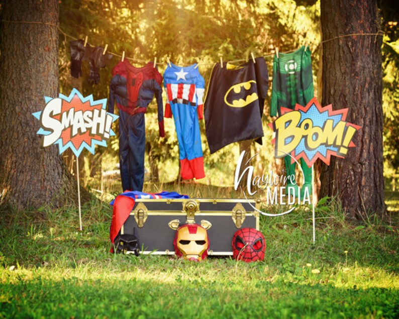 Boys Superhero Costume Dressup Clothesline Outdoor Scene - Etsy