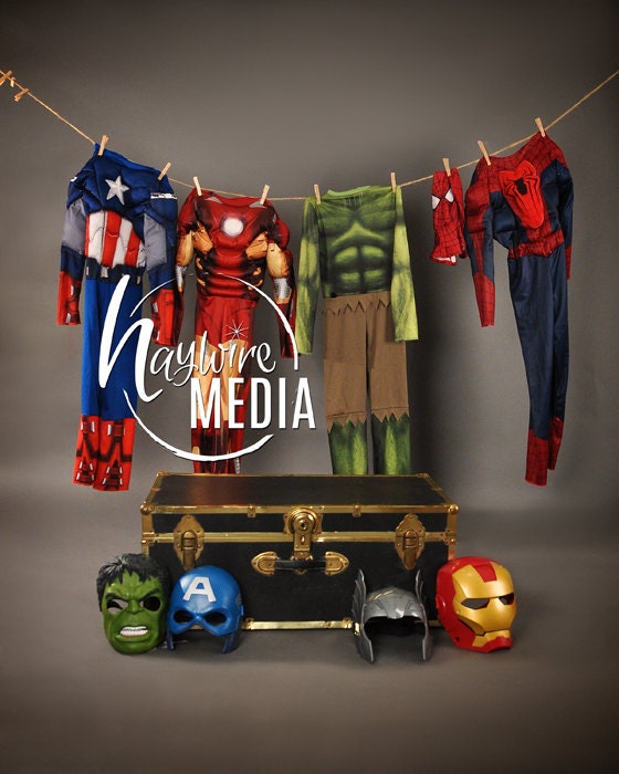 Boys Superhero Costume Dressup Clothesline Studio Scene | Etsy