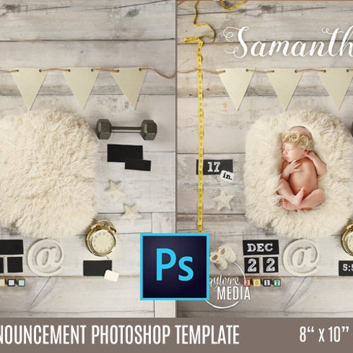Newborn Baby Birth Announcement Newborn Digital Backdrop for - Etsy