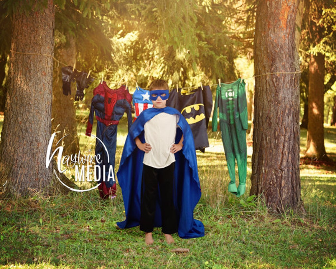 Boys Superhero Costume Dressup Clothesline Outdoor Scene - Etsy