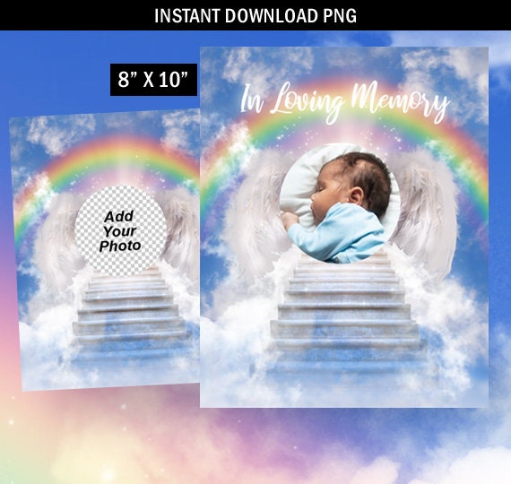 RIP Memorial Angel Wings Photo Template Pet Loss Infant | Etsy