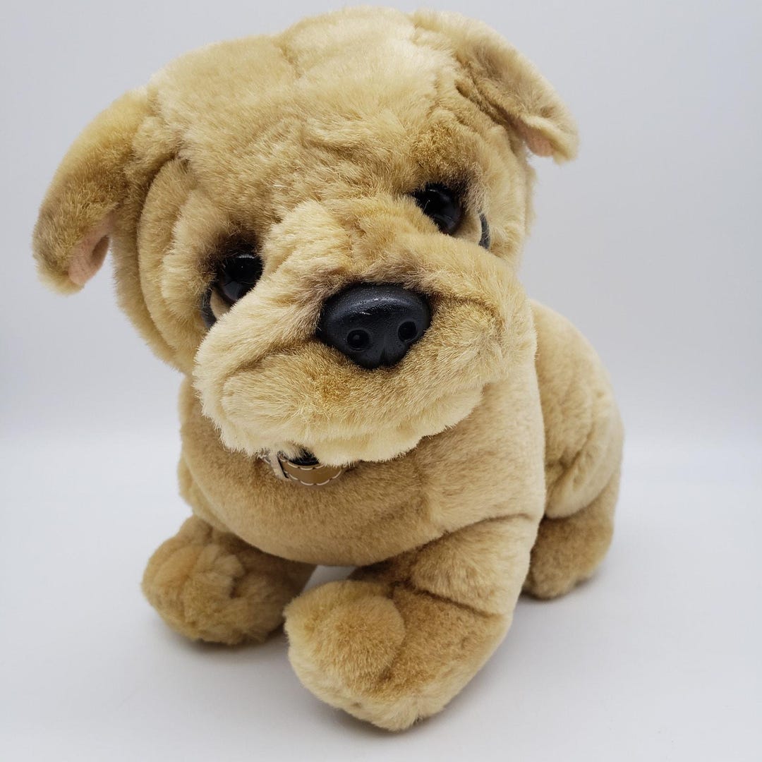 Vintage 8 Shar Pei Golden Brown Puppy Dog Plush With Leather Collar - Etsy