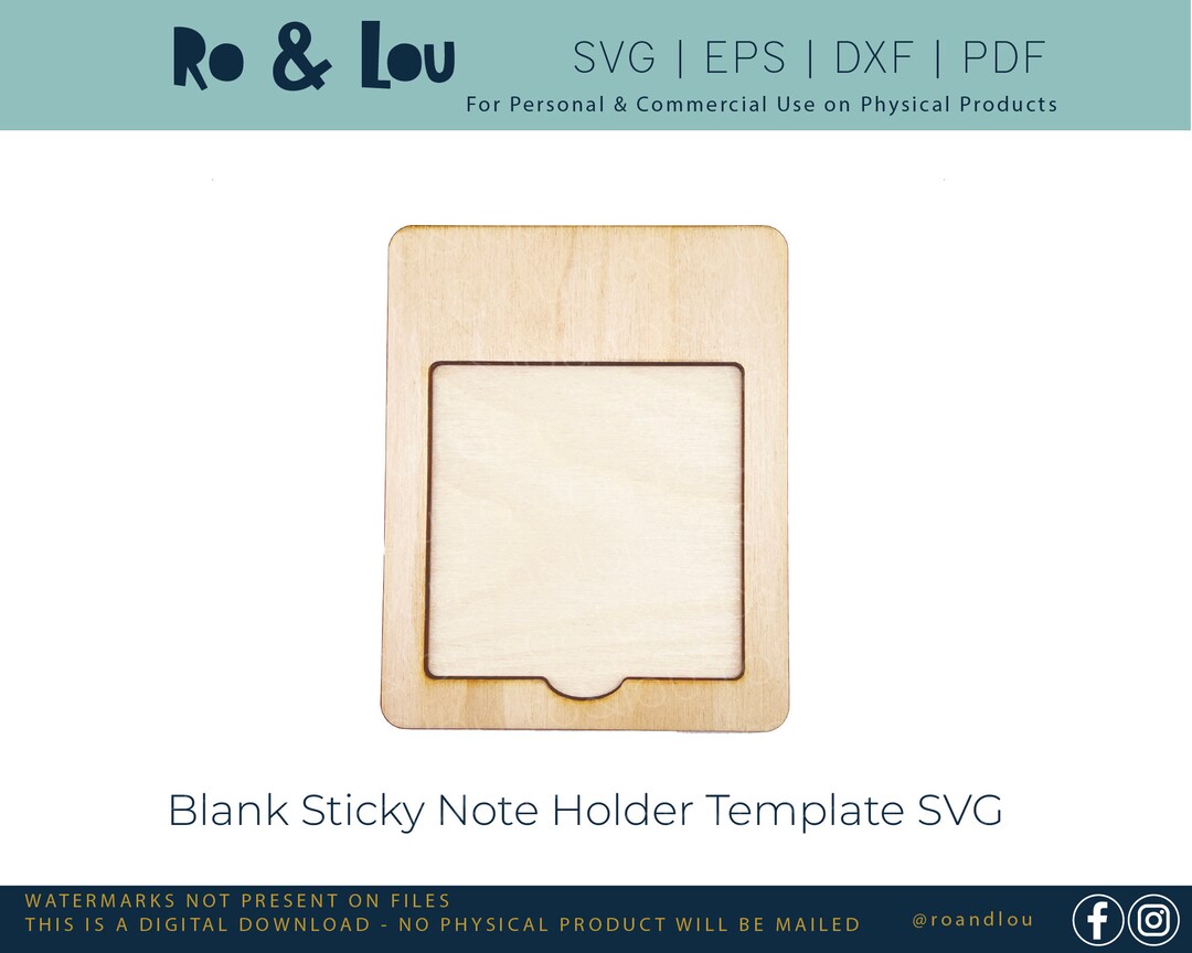 Blank Sticky Note Holder SVG Template for You to Personalize Office ...