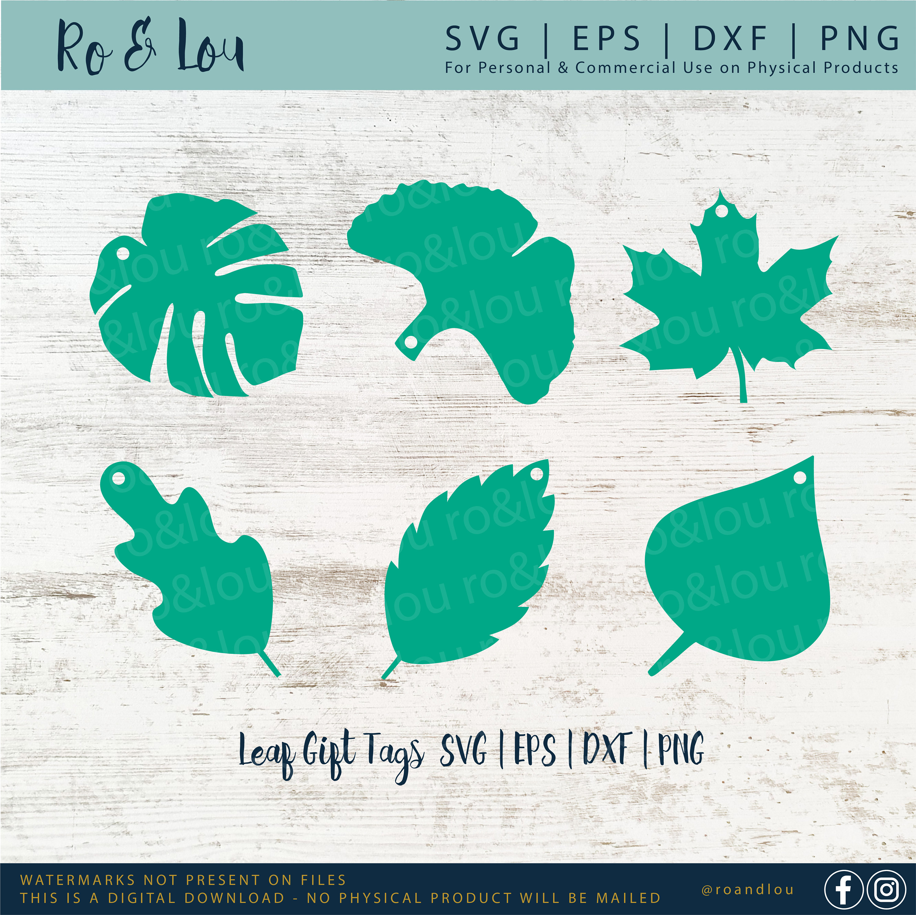 Leaf Gift Tags SVG Digital Download Gift Tag SVG, Gardening Gift Tags ...