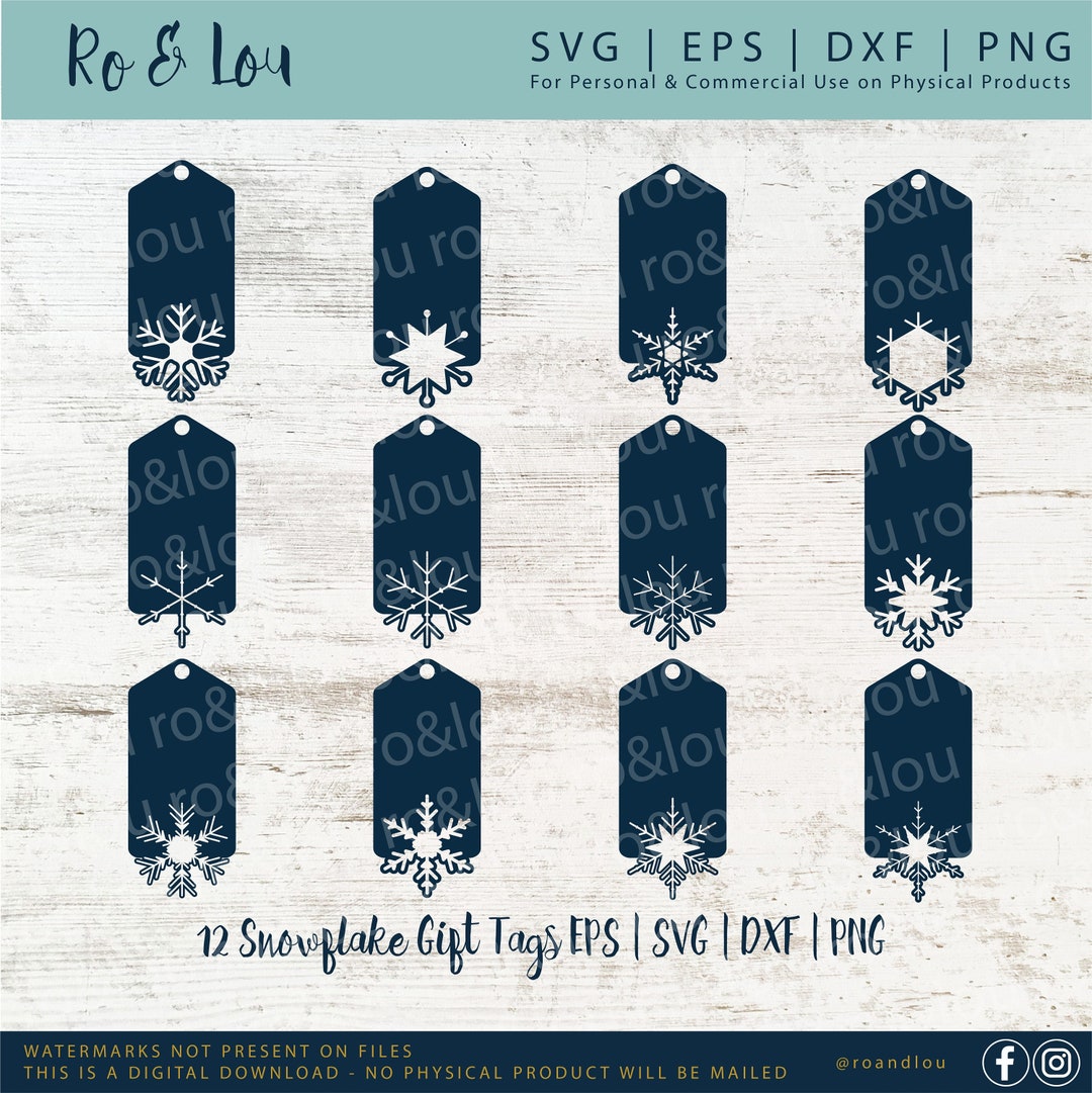 Twelve Snowflake Gift Tags SVG Digital Download - Gift Tag SVG ...