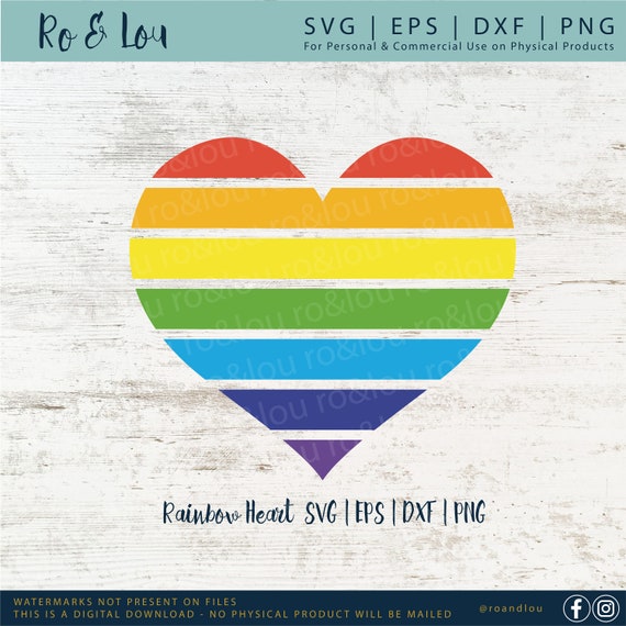 Rainbow Heart SVG Digital Download Valentines Day SVG | Etsy