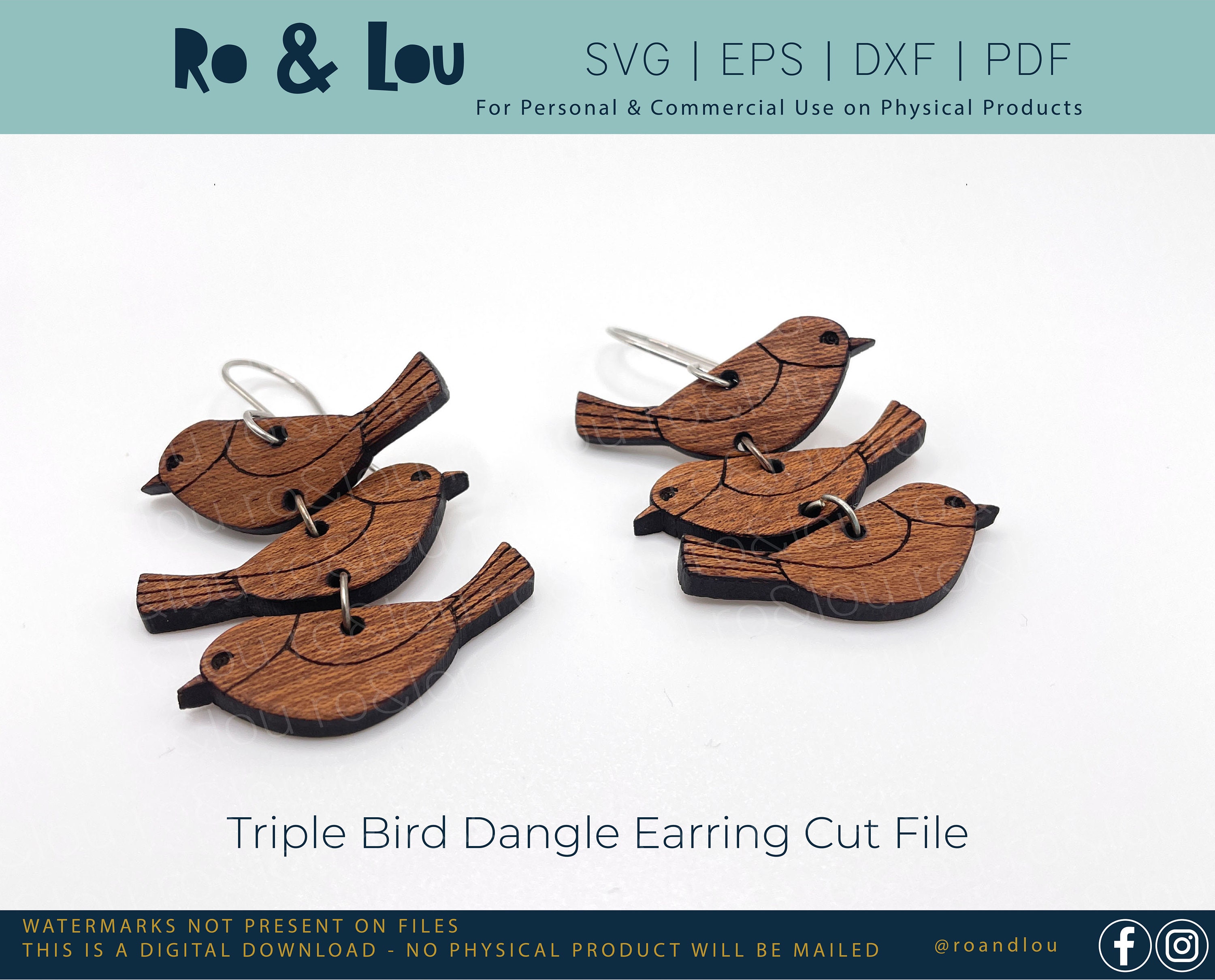 Bird Earrings SVG Bird Cut File Bird Nature Earring Svg Digital ...