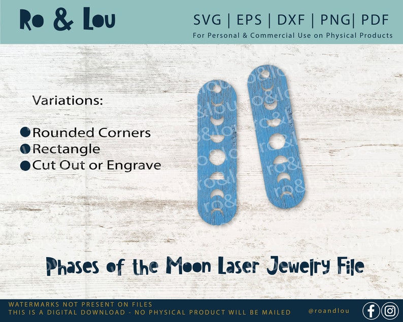 Moon Phase Earring SVG Cut Files for Your Glowforge or Other Laser ...